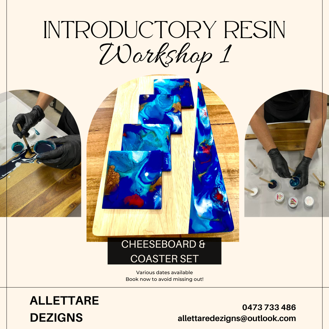 Resin Art Workshop | Learn to Make Your Own Cheeseboard and Coaster Set | Allettare Dezigns